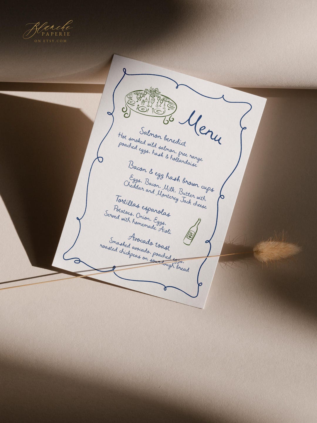 Modern Whimsical Menu Template, Blue Green Doodle Hand Drawn ...