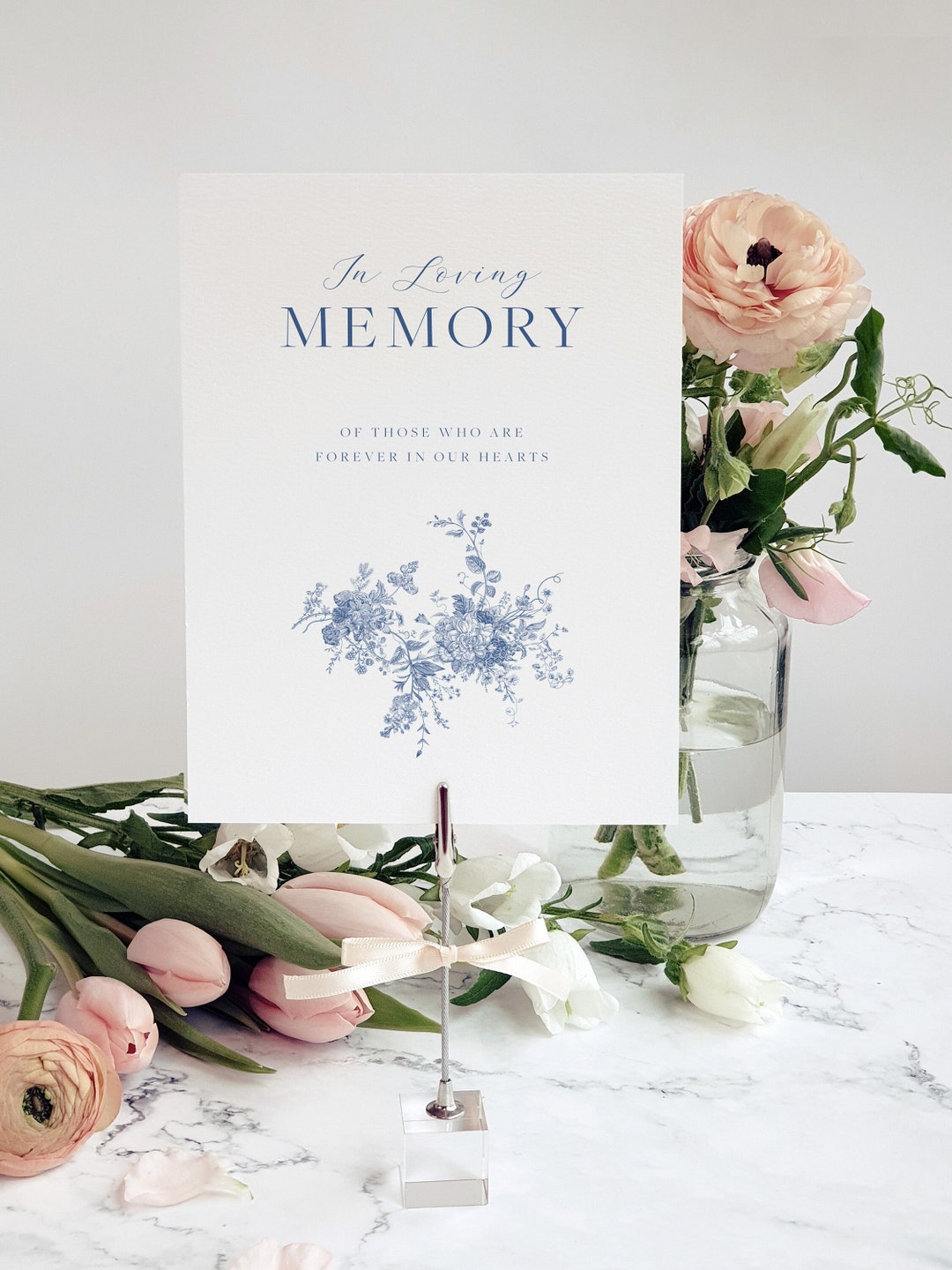 In Loving Memory Sign Template, Blue Floral Wedding Sign, Printable in ...