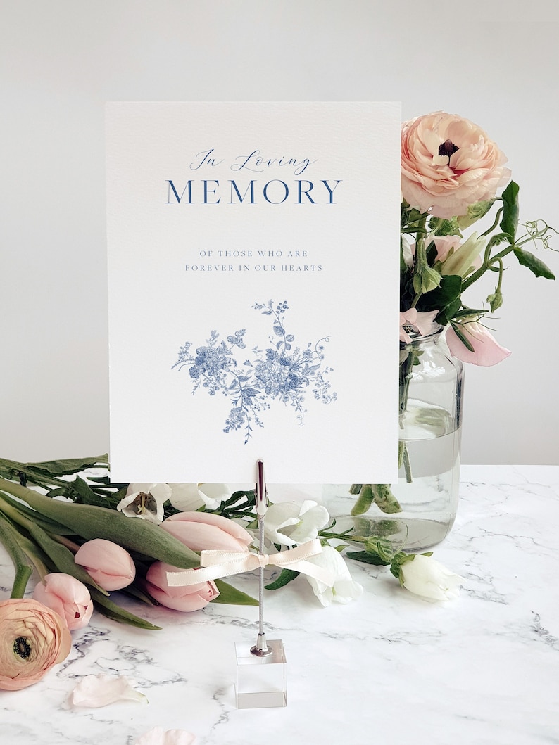 In Loving Memory Sign Template Blue Floral Wedding Sign | Etsy
