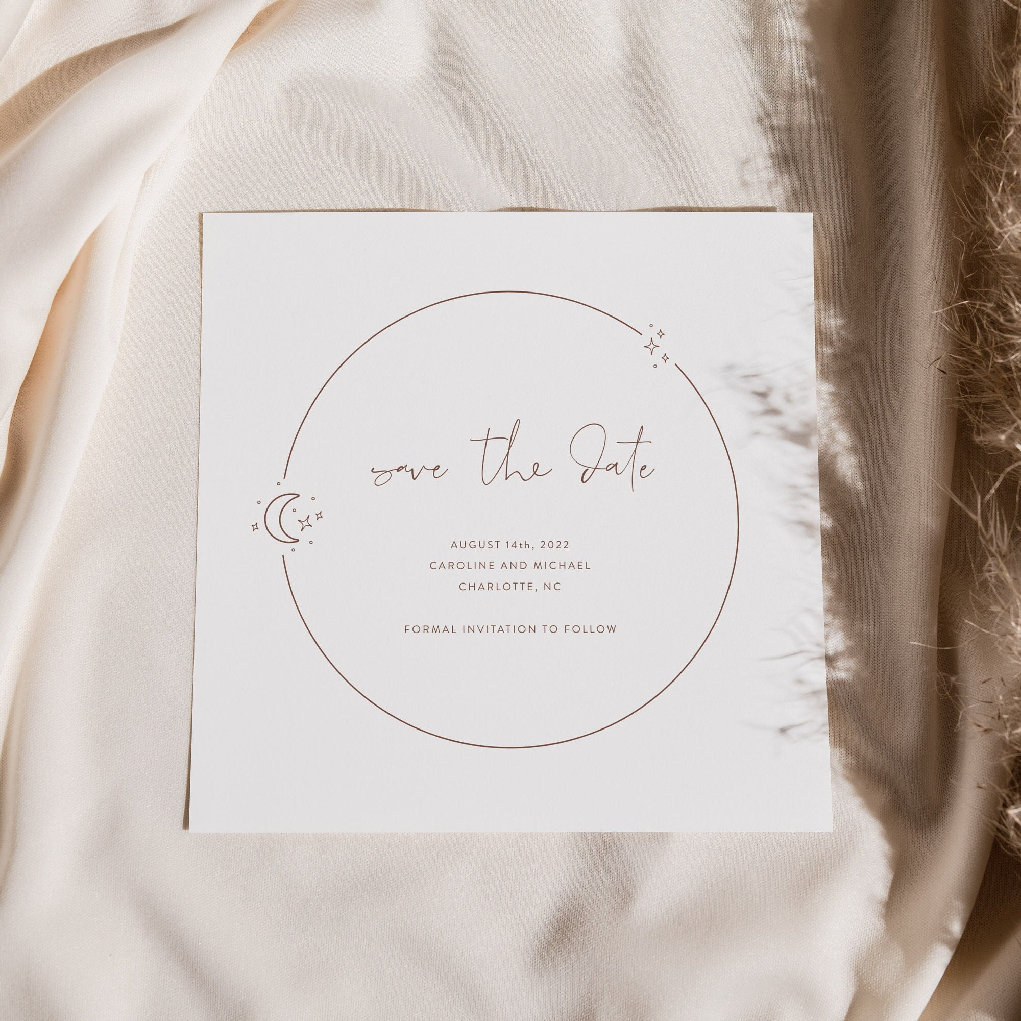 Celestial Save the Date Template, Moon Stars Save the Date, Terracotta ...