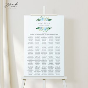 Editable Seating Chart, Sky Blue Floral, Boho Floral, Alphabetical ...