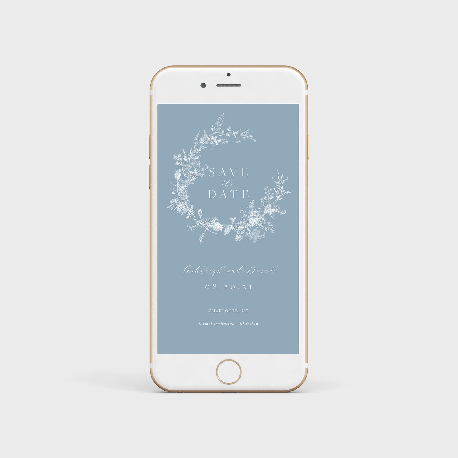 Text Message Save the Date Template, Blue Floral Save the Date ...