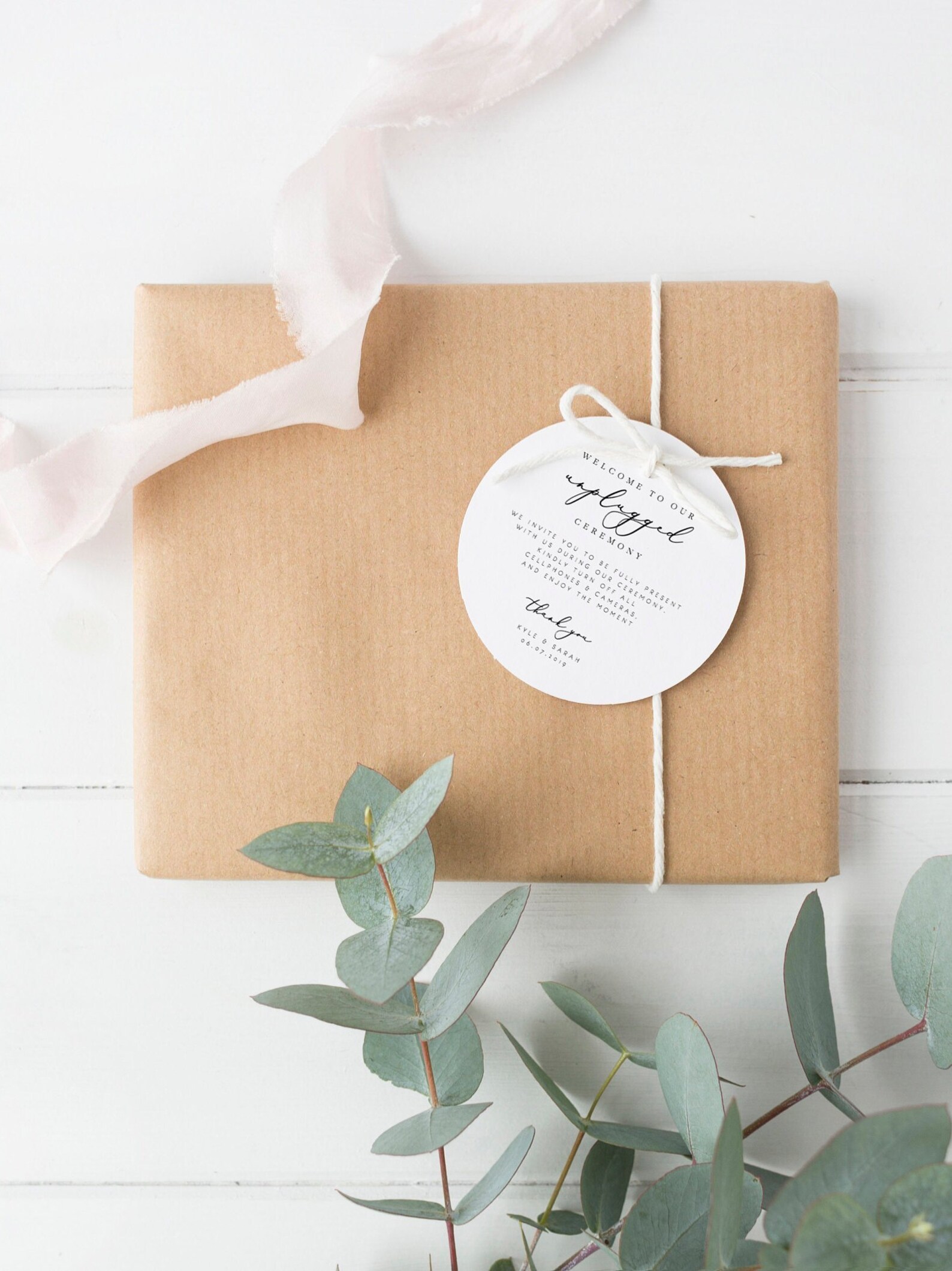 Unplugged Ceremony Card Wedding Template Round Square Printable ...