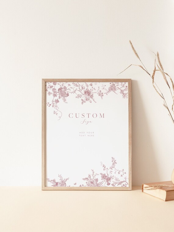 Custom Sign Template Vintage Botanical Floral Printable - Etsy