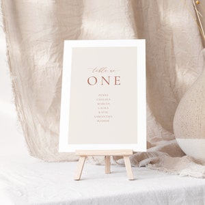 Minimalist Boho Table Number, Modern Beige Bridal Shower Table Numbers ...