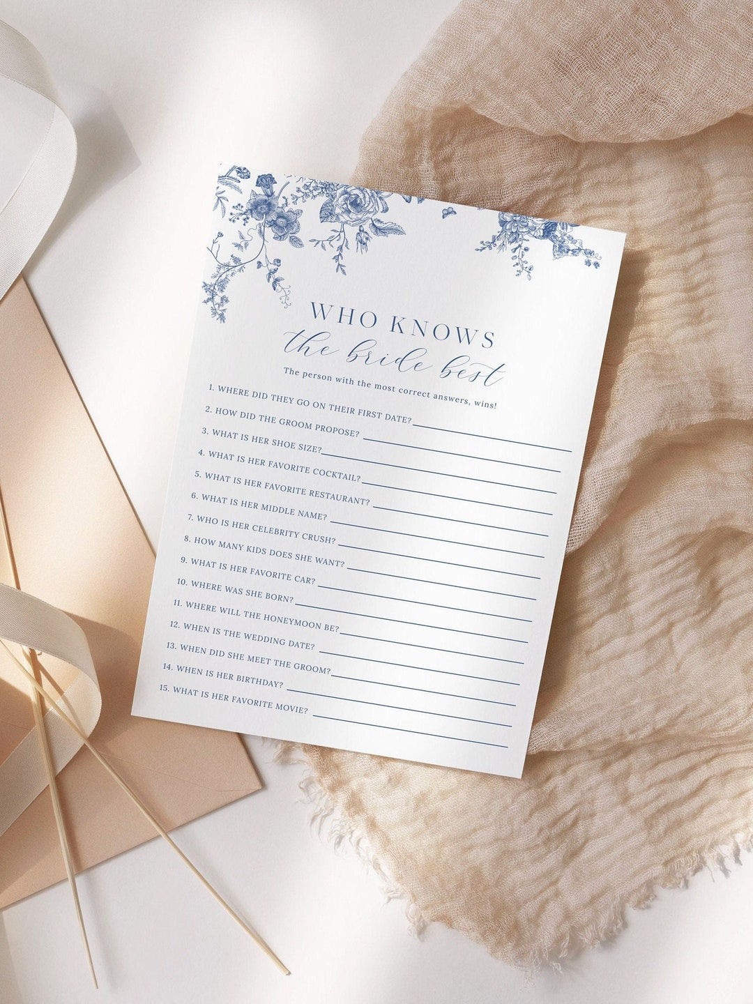 Who Knows the Bride Best, Bridal Shower Game, Modern Minimalist, How ...