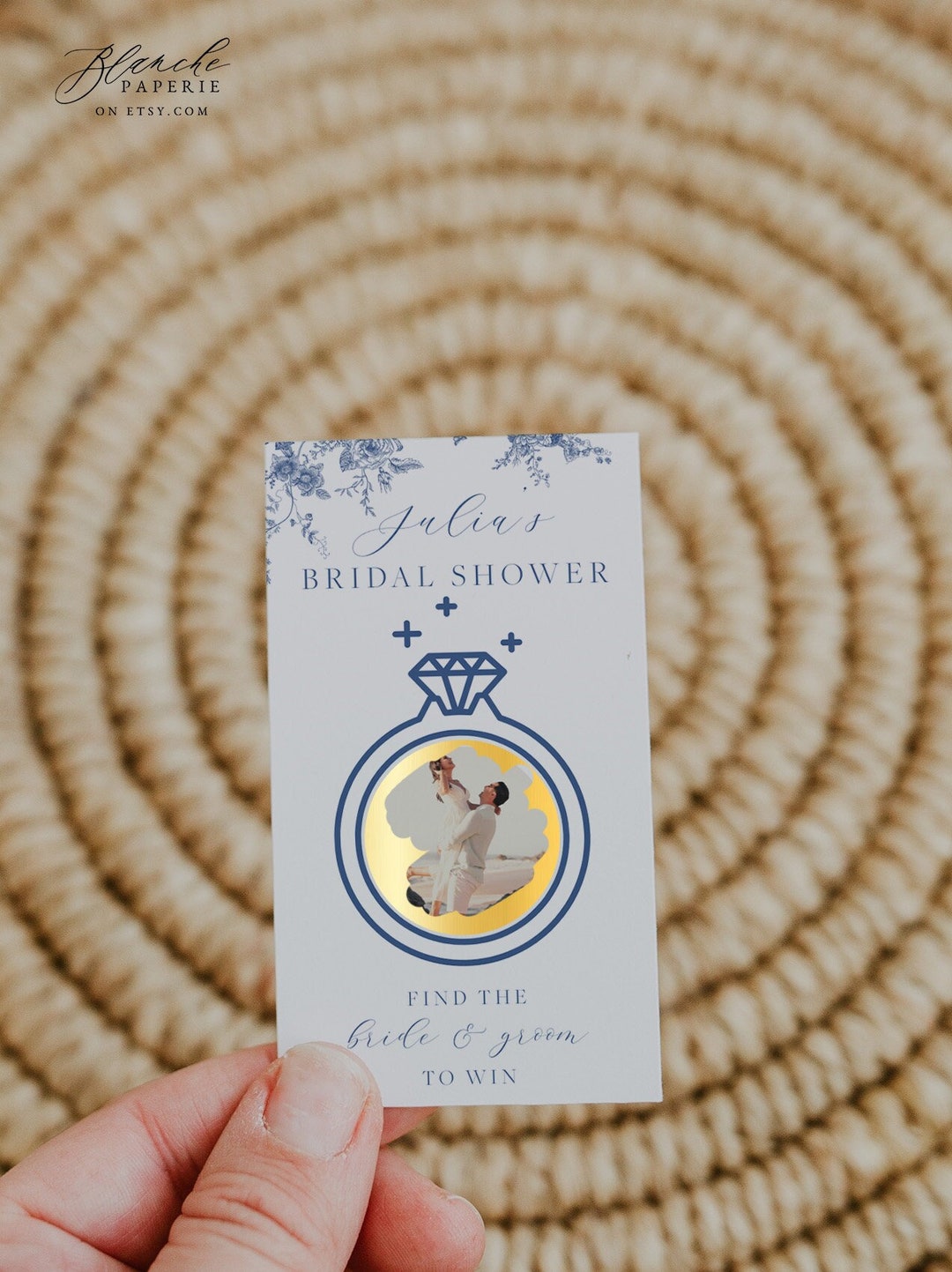 Bridal Shower Ring Scratch off Game, Find the Bride and Groom, Navy ...