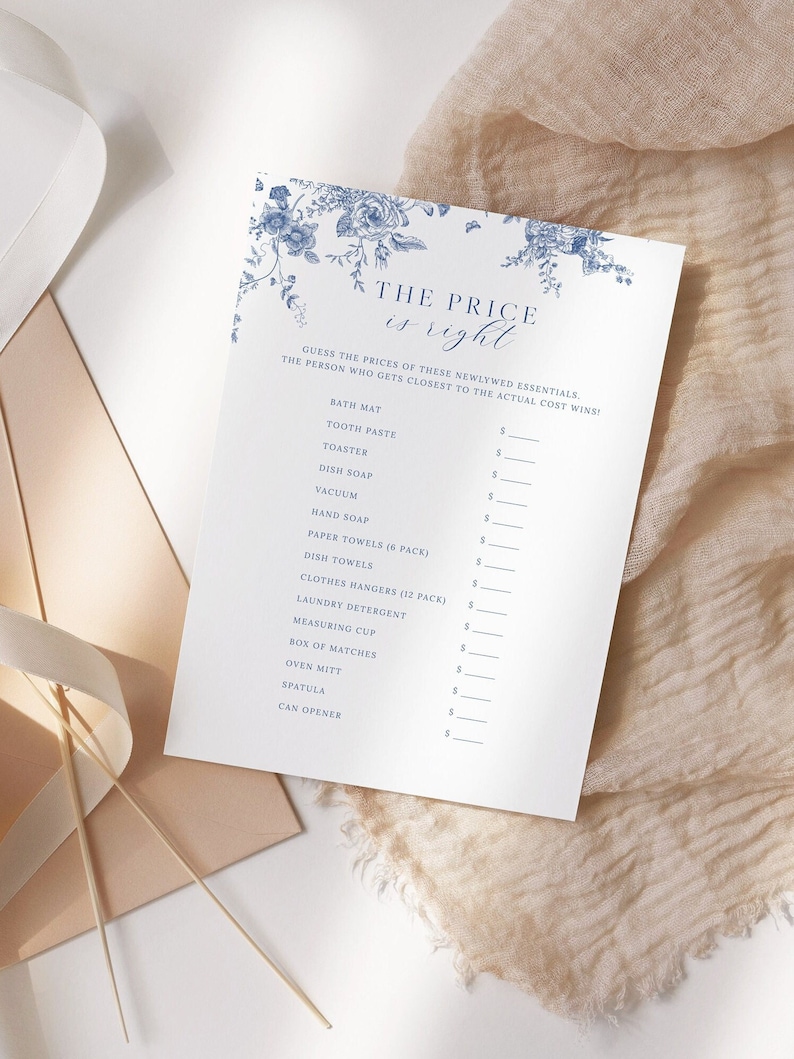 The Price is Right Game Template Blue Floral Price is Right - Etsy