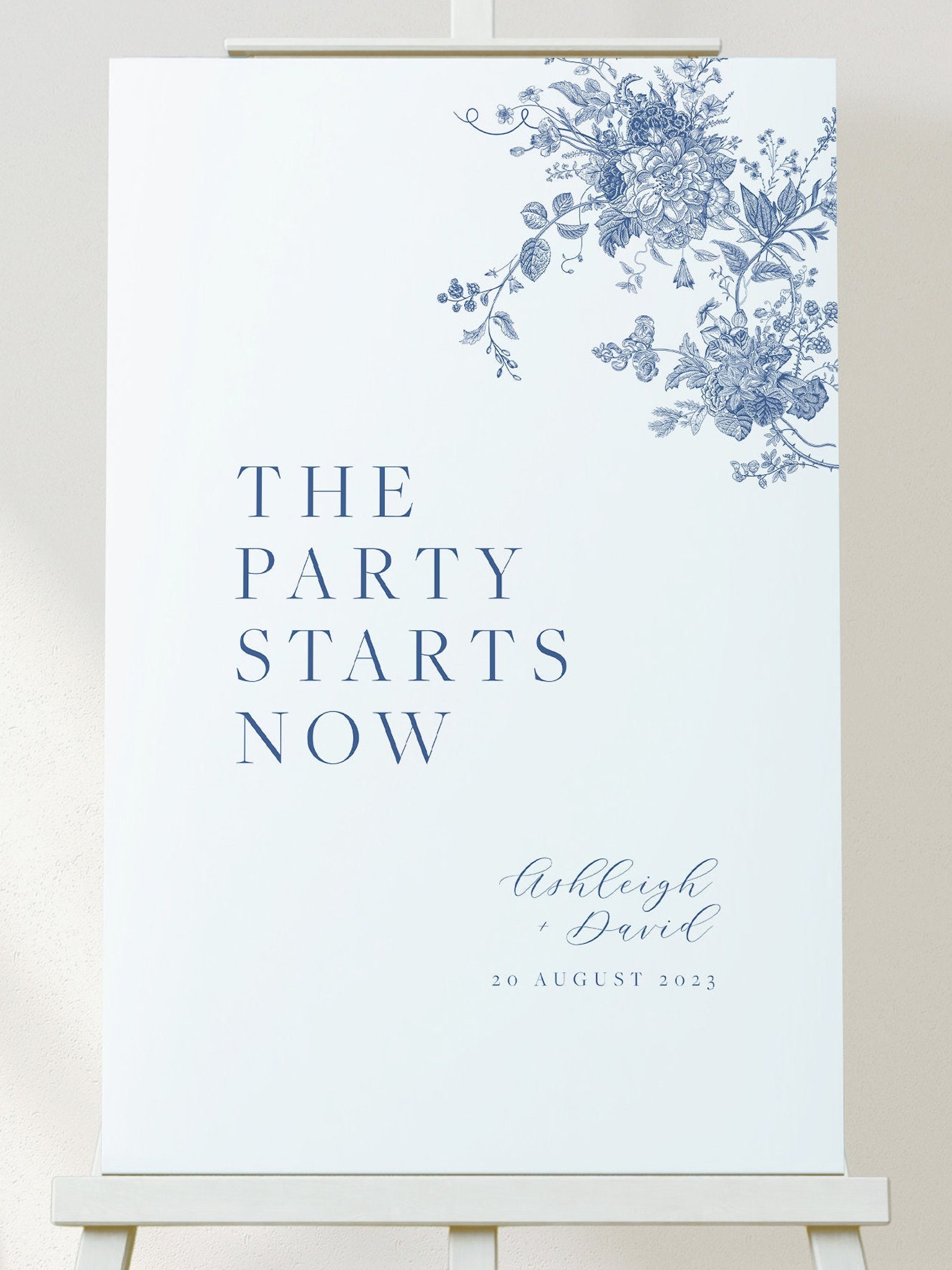 The Party Starts Now Sign Wedding Welcome Sign Template Blue - Etsy