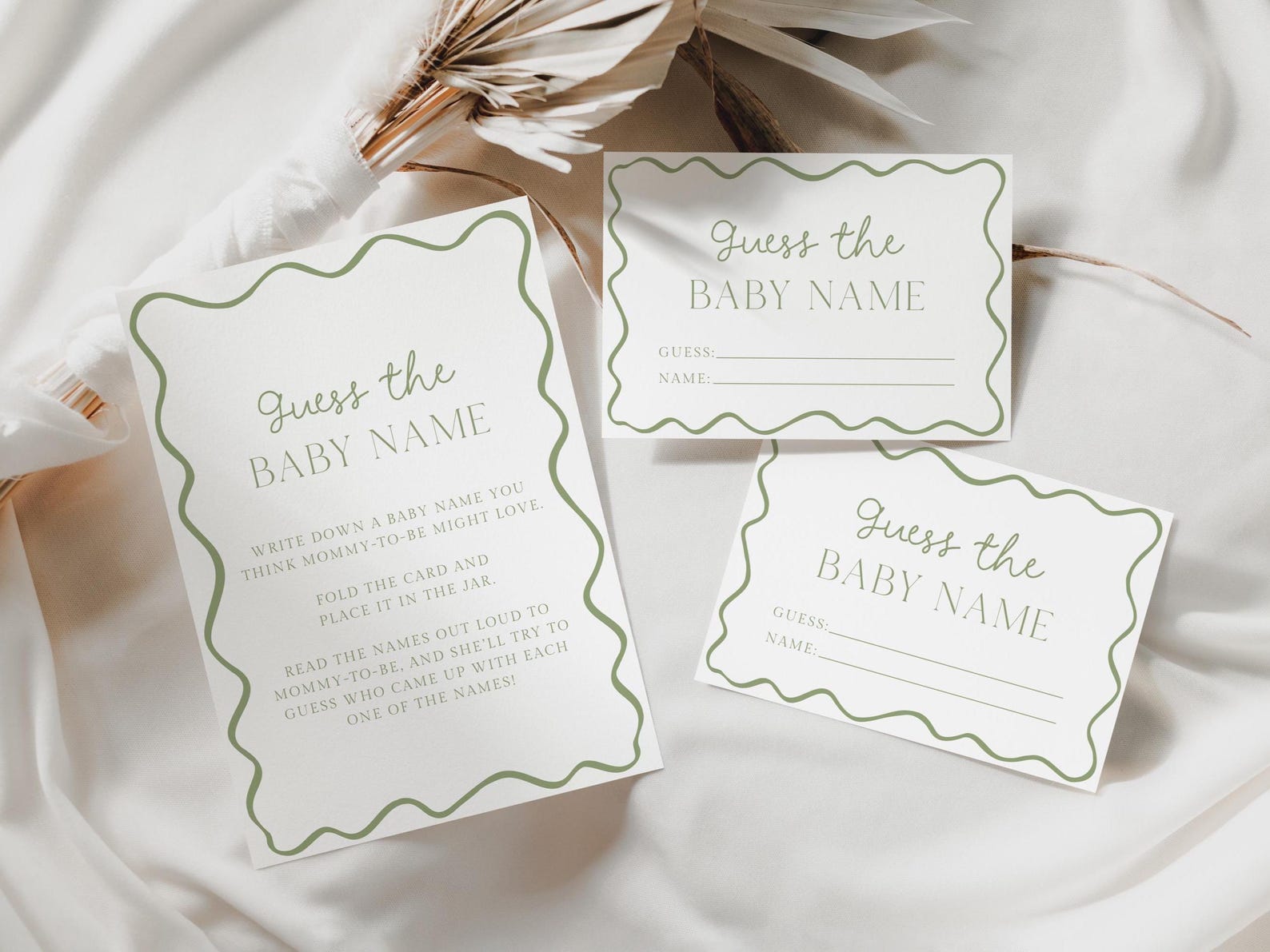Sage Green Guess the Baby Name Game (printable Name Suggestion Template ...