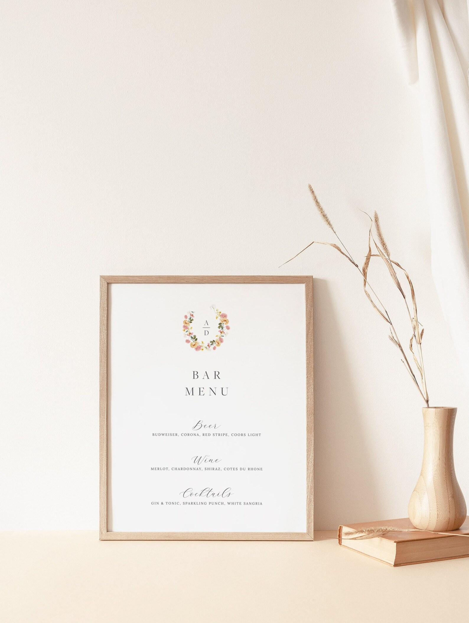 Spring Flower Menu Sign Template Wedding Drink Sign Orange - Etsy