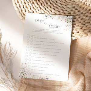 Over or Under Bridal Shower Game, Wildflower Bridal Shower ...