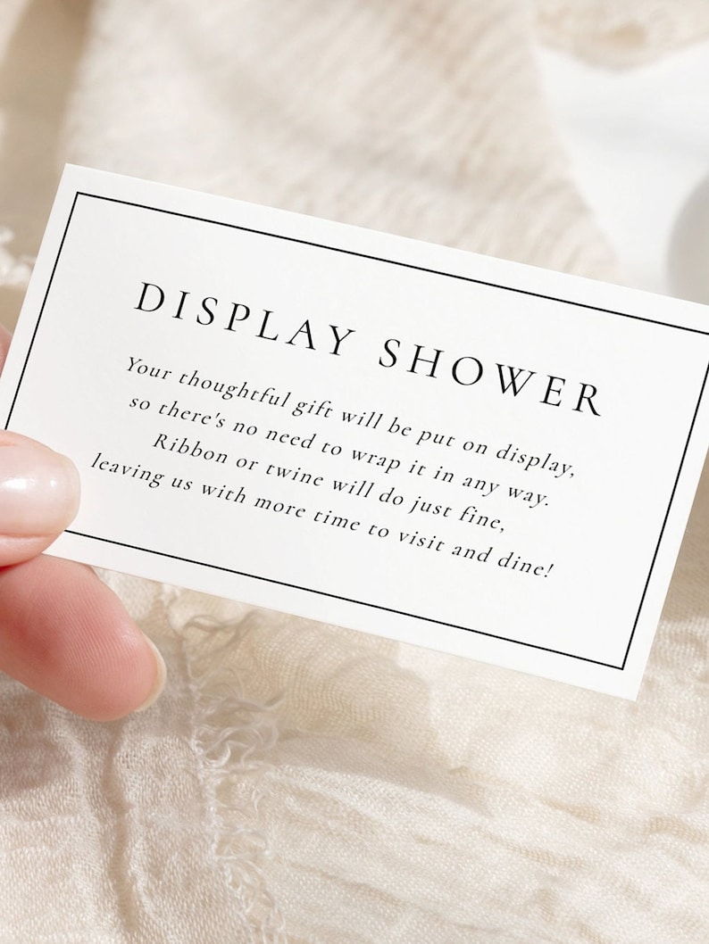 Display Shower Card, Elegant Display Shower Card, Minimalist Bridal ...