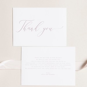 Modern Calligraphy Script Thank You Card, Printable Thank You Template ...