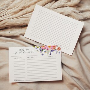 Bright Colorful Floral Recipe Card Template, Printable Bridal Shower ...