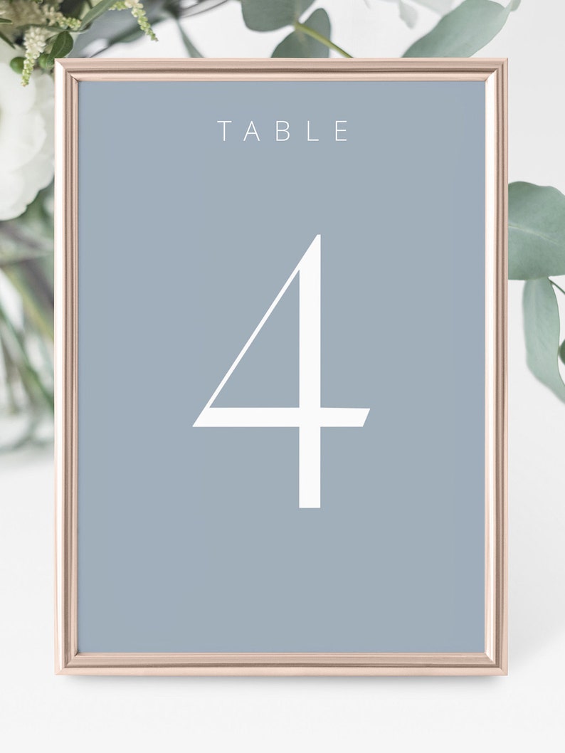 Dusty Blue Table Number Printable Template Pale Blue - Etsy