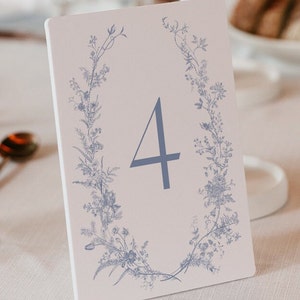 Vintage Floral Table Number, Dusty Blue Table No, Printable Table ...