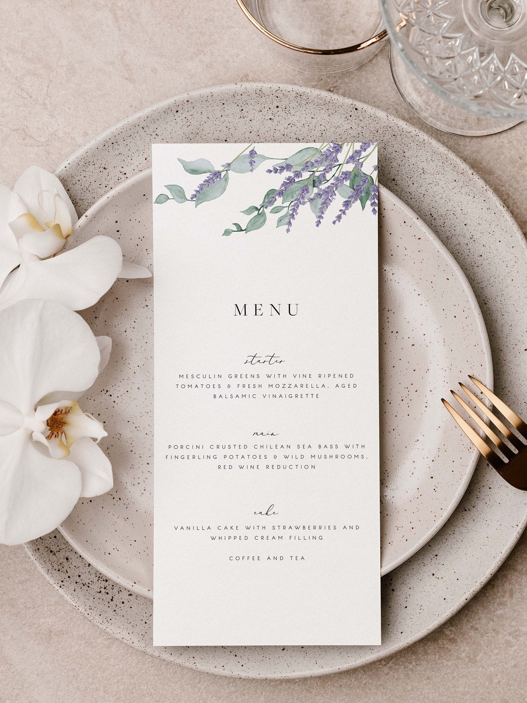 Lavender Wedding Menu Template, Printable Menu, Editable Menu Instant ...