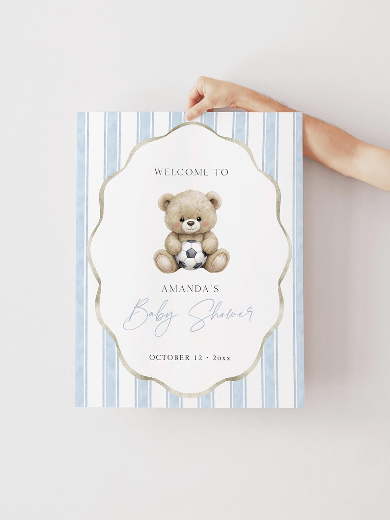 Soccer Baby Shower Welcome Sign - Editable & Printable Template - Etsy ...