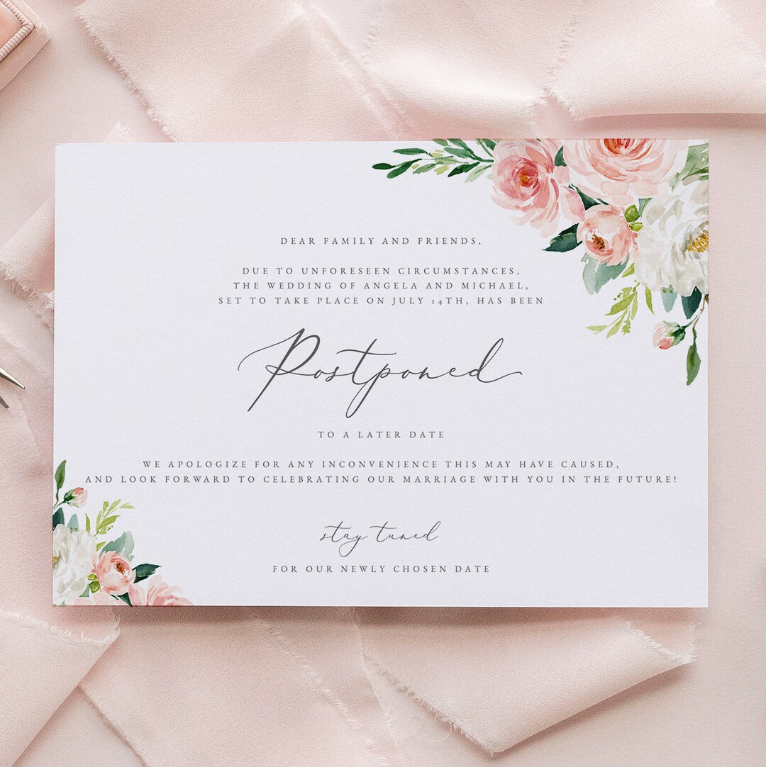 Wedding Postponement Announcement, Change of Date, Wedding Change ...