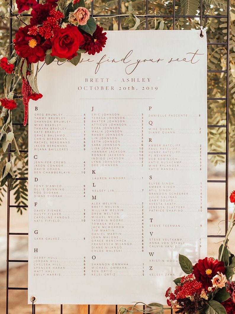 Alphabetical Seating Chart Template Wedding Guests Seating Plan ...