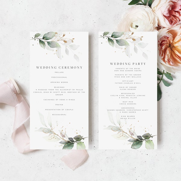 Order of Service Wedding Template - Etsy UK