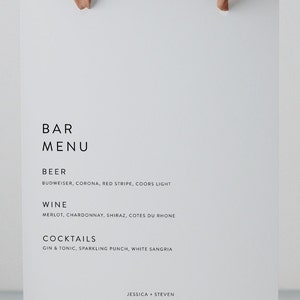 Bar Menu Sign Template, Printable Bar Menu Sign, 8x10 Minimalist Sign ...