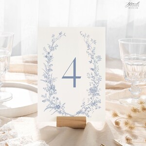 Vintage Floral Table Number, Dusty Blue Table No, Printable Table ...