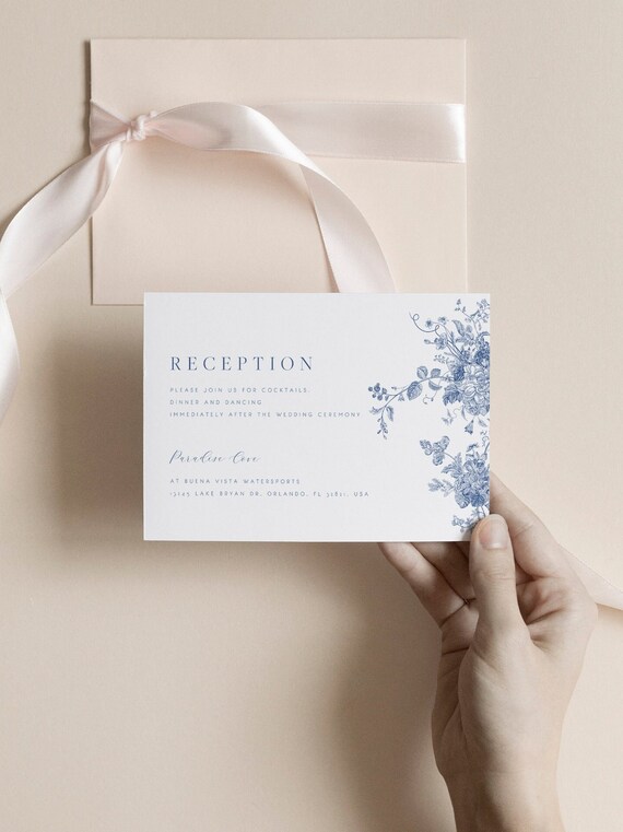 Vintage Floral Reception Card Printable Reception Card - Etsy