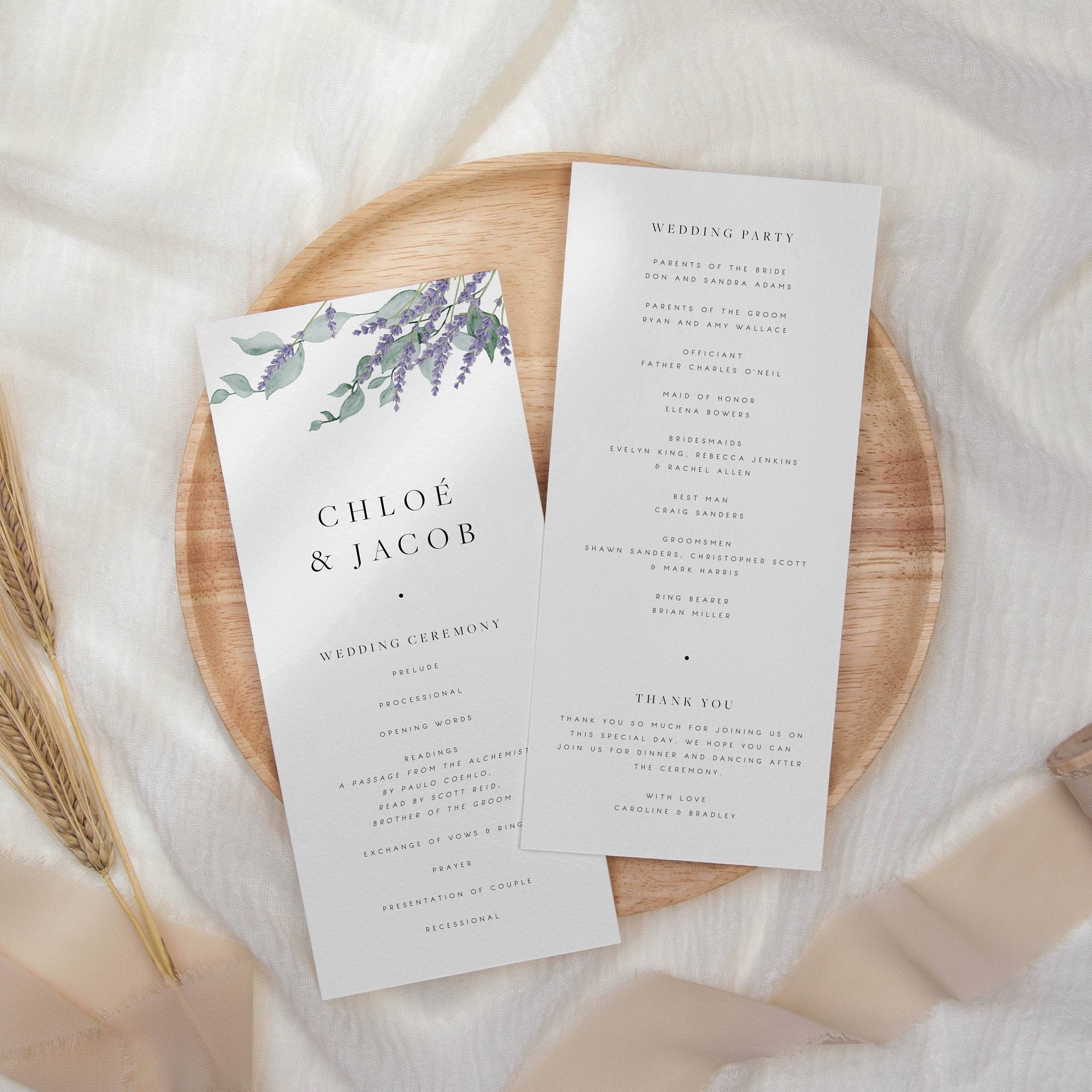 Lavender Program Template Wedding Program Floral Ceremony - Etsy