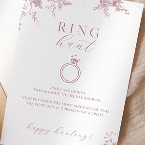 Ring Hunt Bridal Shower Game Template, Pink Vintage Floral Bridal ...