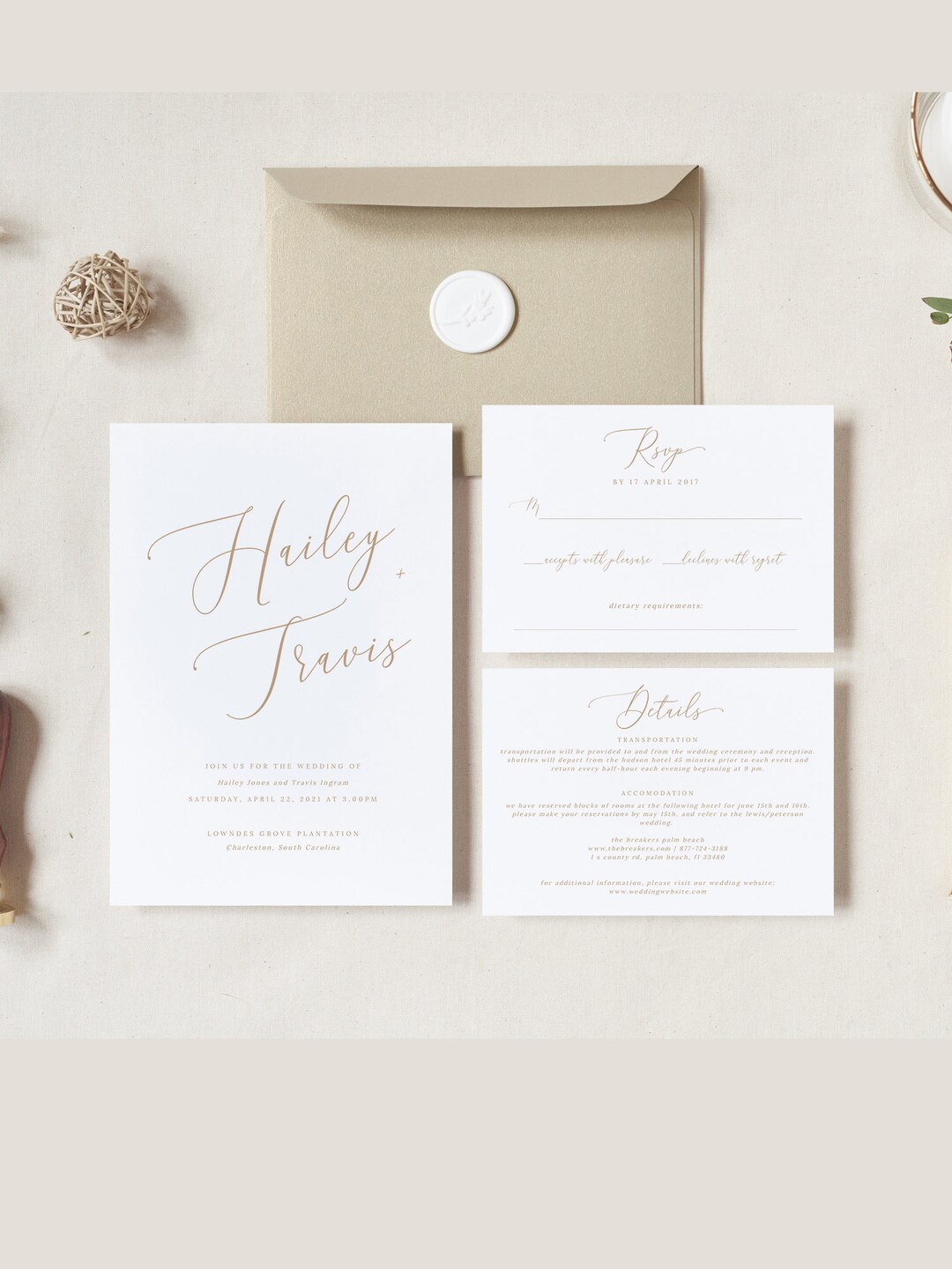 Printable Wedding Invitation Set, Editable Wedding Template, Instant ...