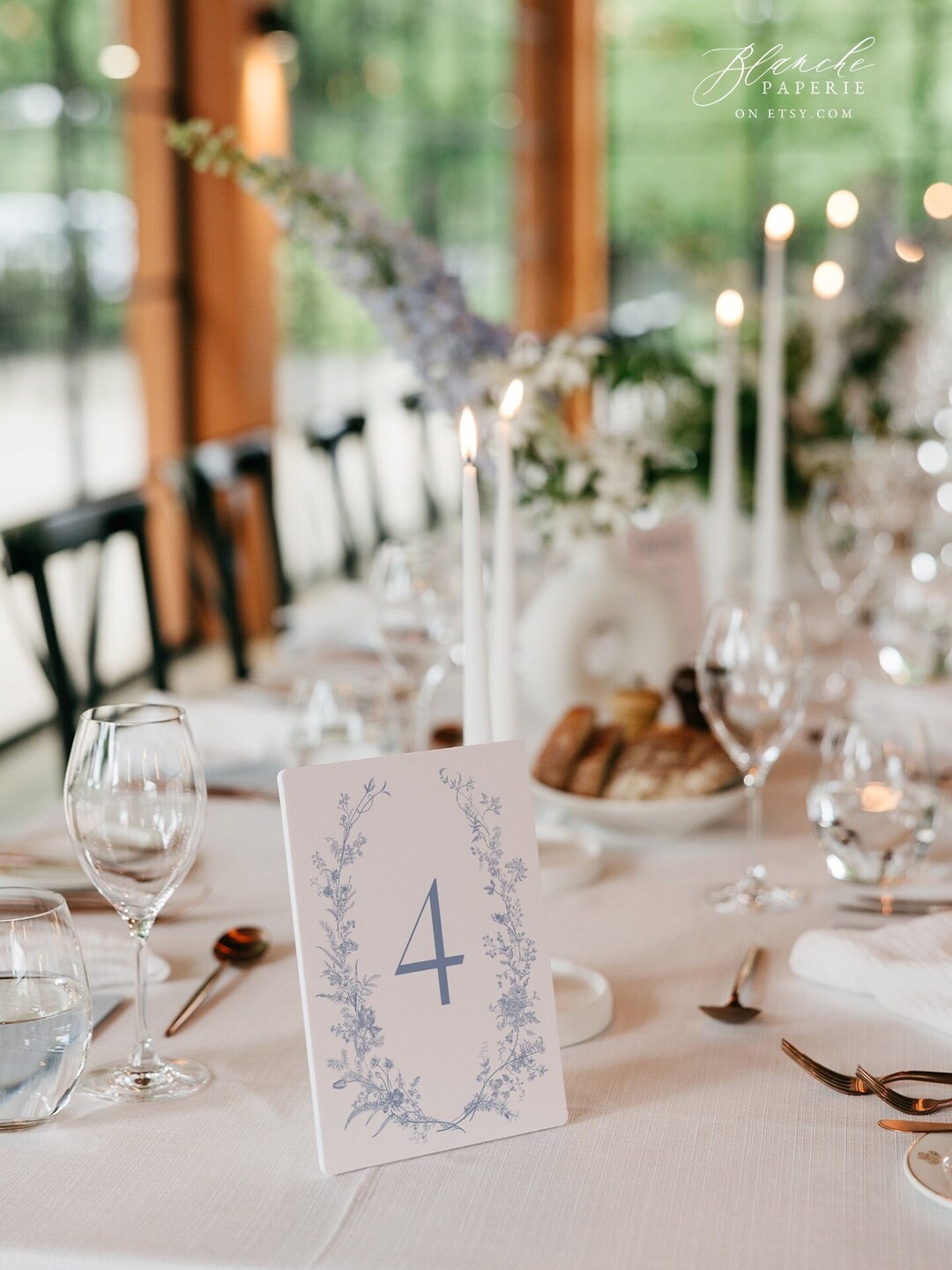 Vintage Floral Table Number, Dusty Blue Table No, Printable Table ...