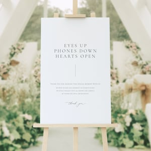 Unplugged Sign, Eyes up Phones Down Hearts Open, Elegant Modern ...
