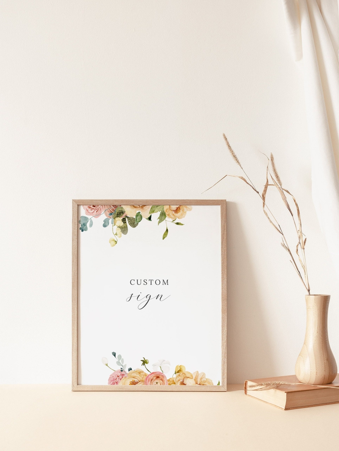 Custom Wedding Sign, Wildflower Signage, Spring Floral Sign, Orange ...