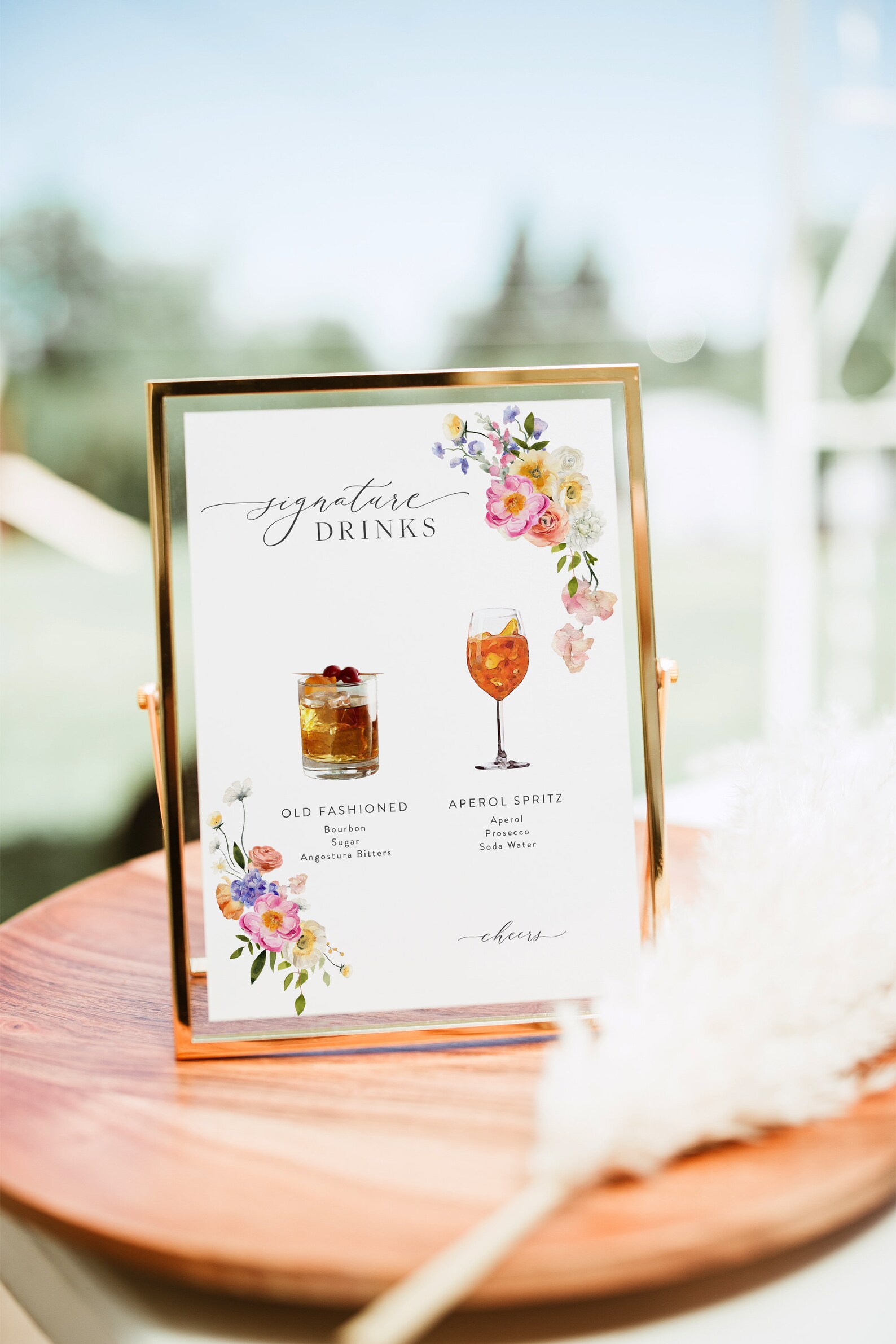Colorful Floral Signature Cocktails Sign Bar Menu Template - Etsy