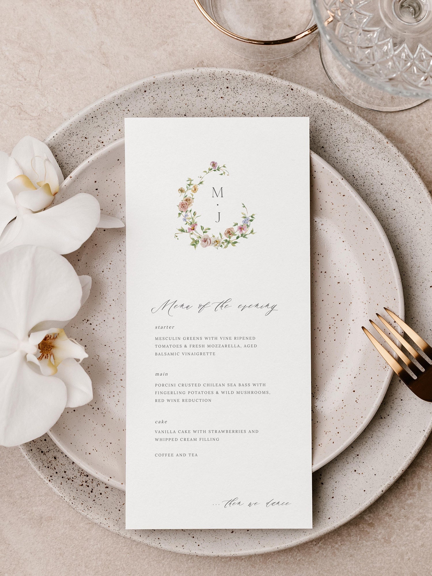 Wildflower Wedding Menu Template Floral Wreath Printable - Etsy