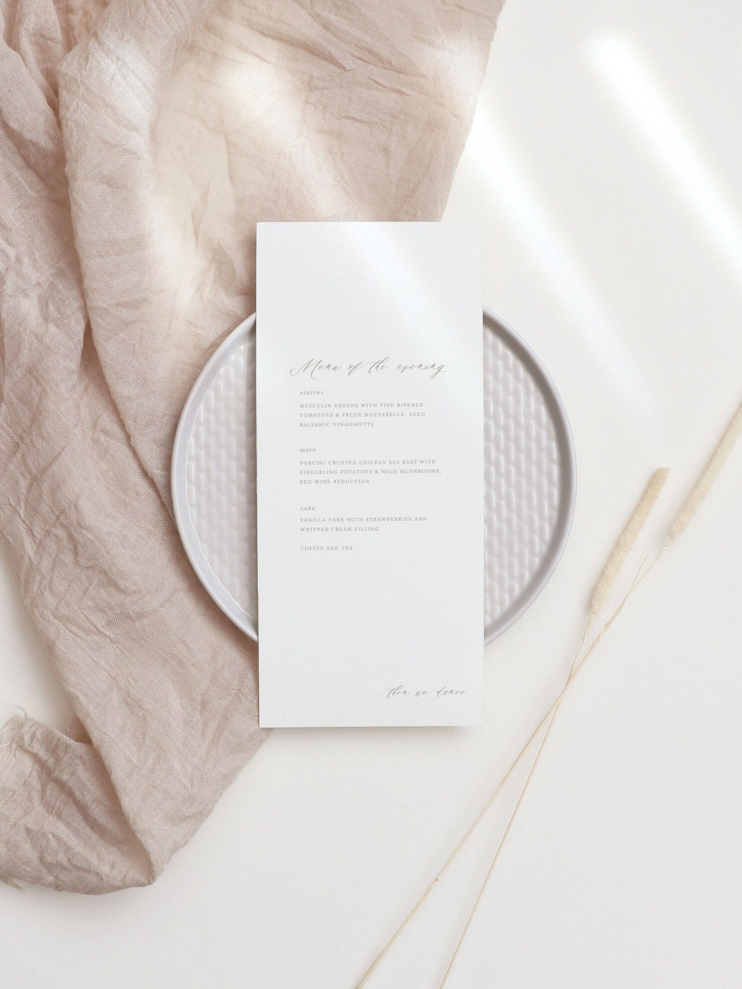 Simple Modern Wedding Menu Modern Minimal Wedding Menu | Etsy