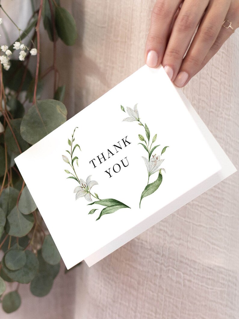 Printable Thank You Card Template Folded Thank You Card White | Etsy
