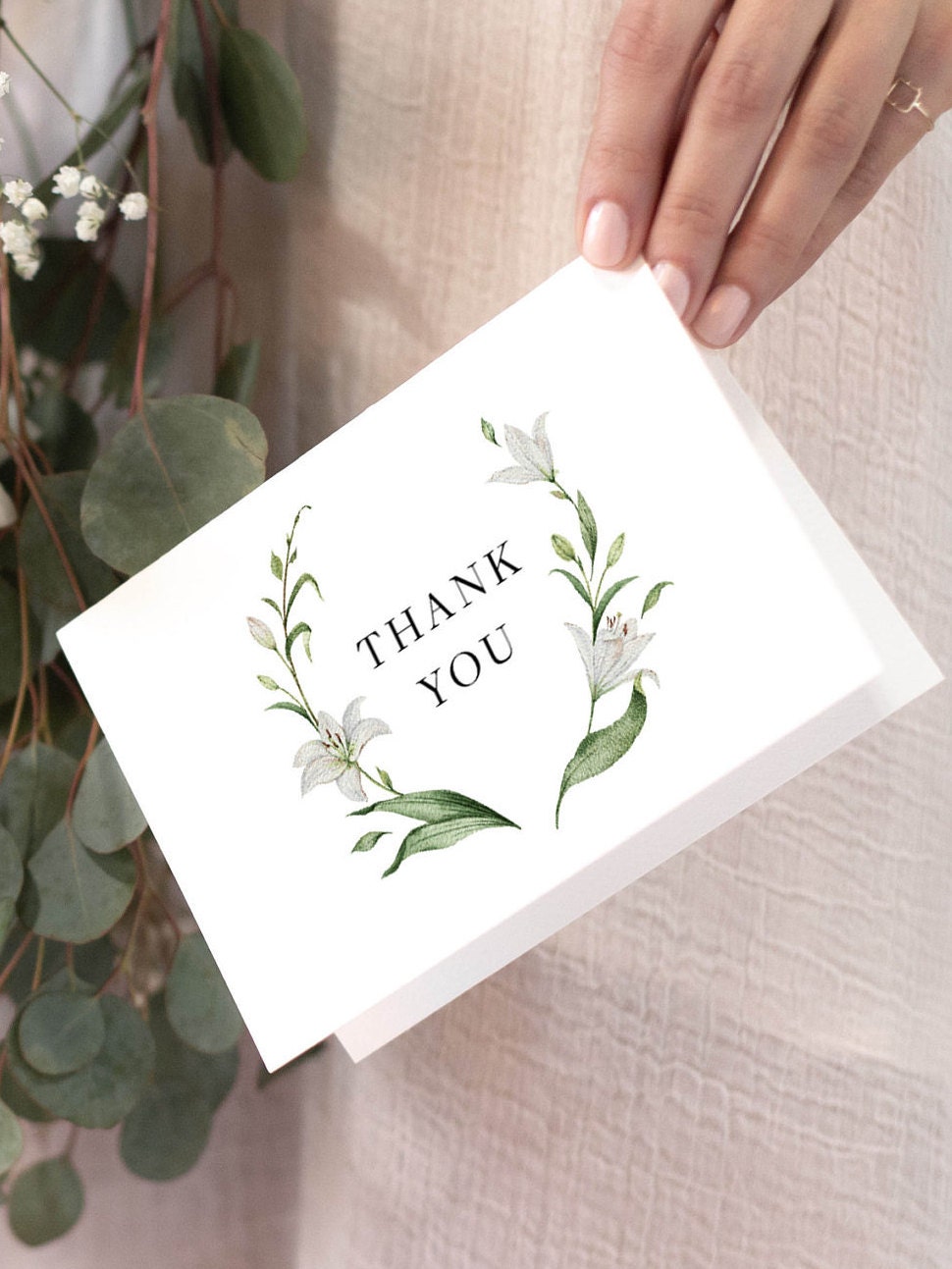 Printable Thank You Card Template Folded Thank You Card White | Etsy