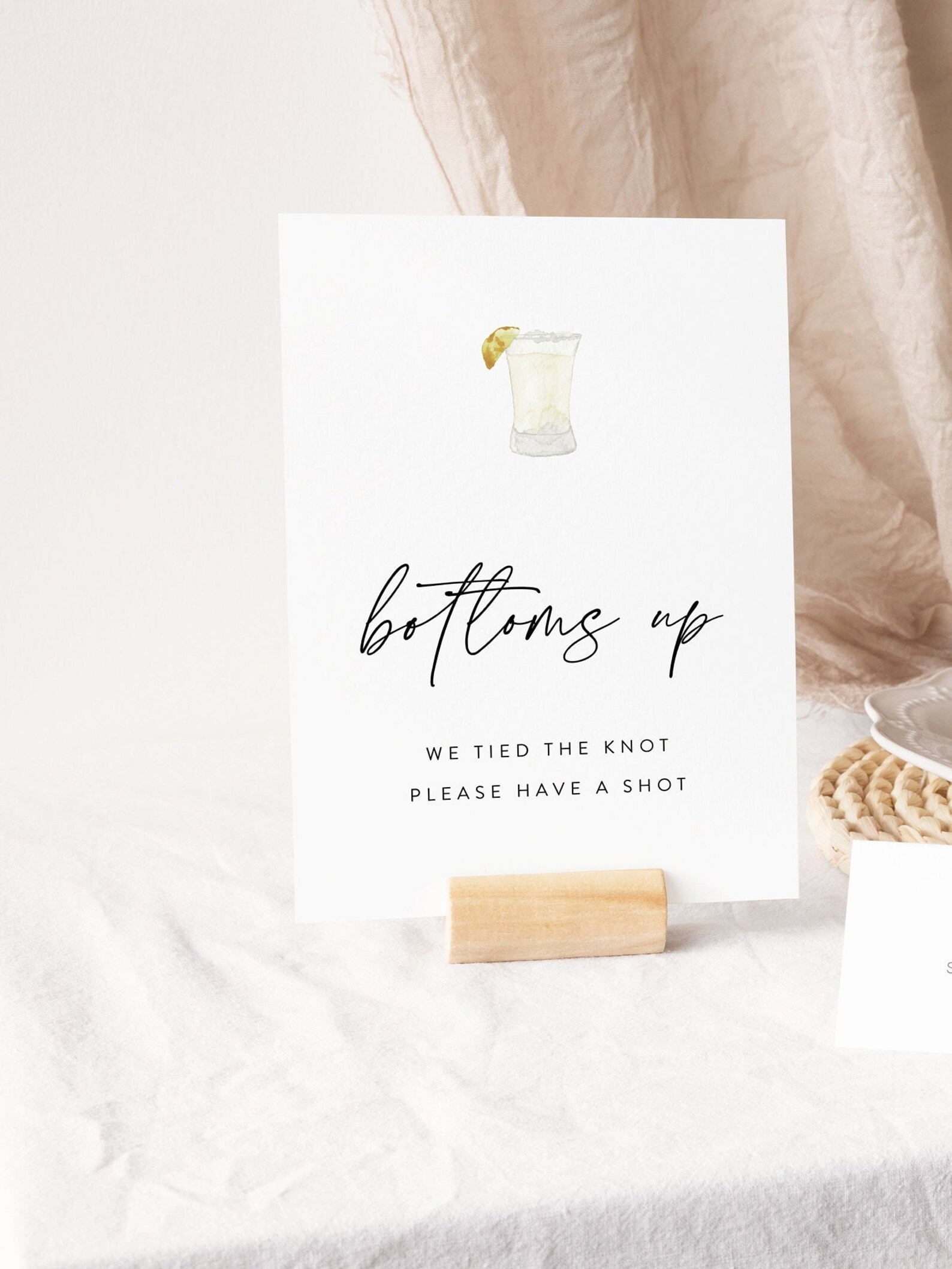 Bottoms up Sign, Wedding Bar Sign, Free Shots Sign, We Tied the Knot ...