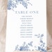 Vintage Floral Table Number With Seating Royal Blue Floral - Etsy