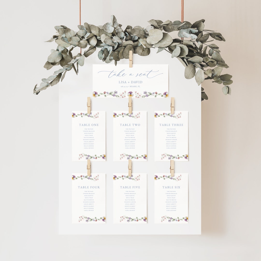 Wildflower Seating Chart, Floral Wedding Seating, Hanging Seating Table ...