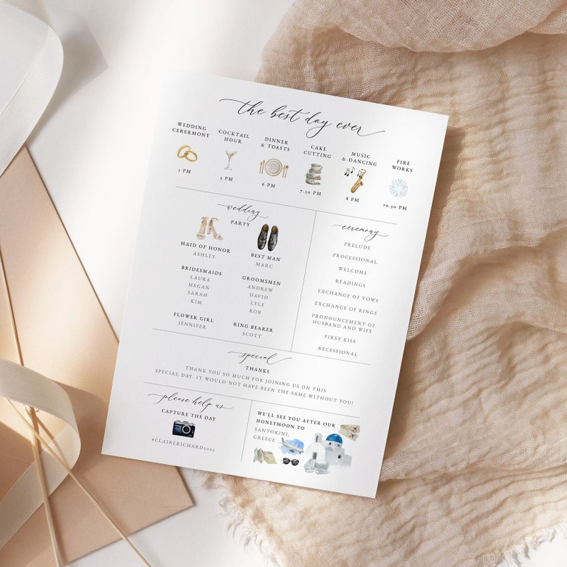 Infographic Wedding Program Wedding Day Program Wedding Day - Etsy
