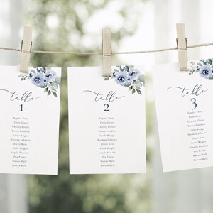 Dusty Blue Seating Chart Template, Modern Minimalist Wedding Seating ...