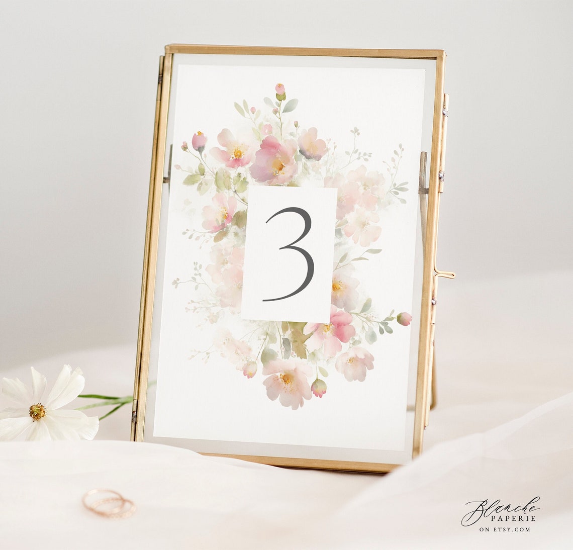Blush Floral Table Number, Watercolor Table No, Printable Table Numbers ...