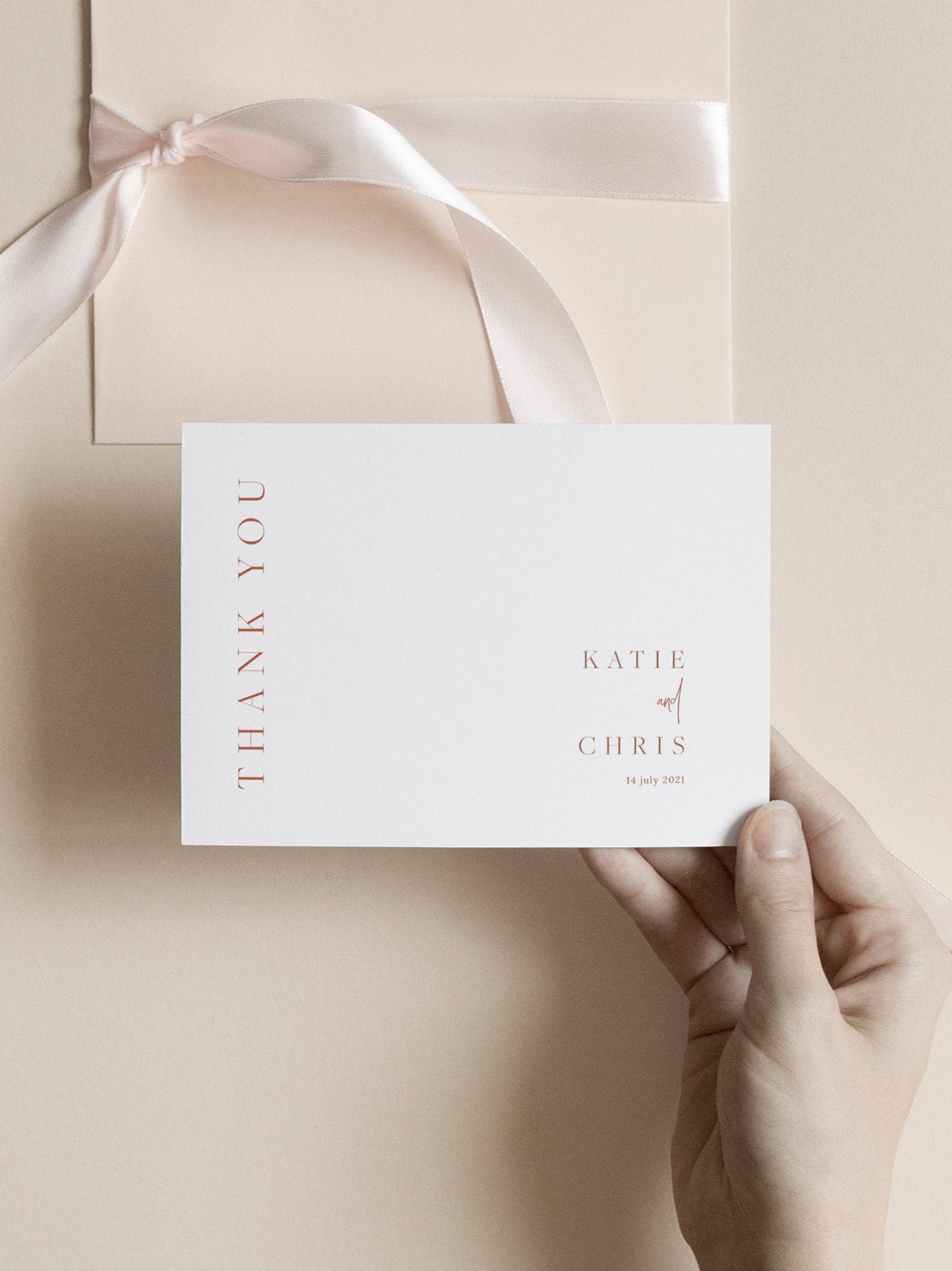 Modern Minimal Thank You Card Template Printable Wedding - Etsy