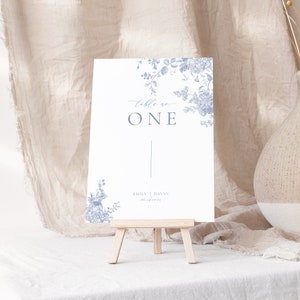 Vintage Floral Table Number, Dusty Blue Table No, Printable Table ...