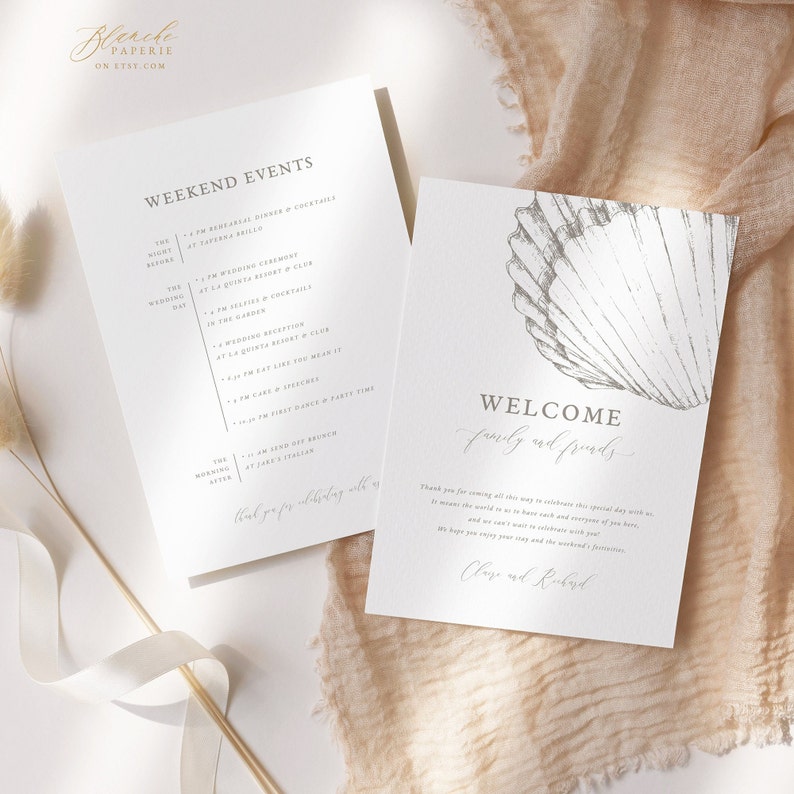 Welcome Letter and Timeline Template, Seashell Wedding Weekend ...