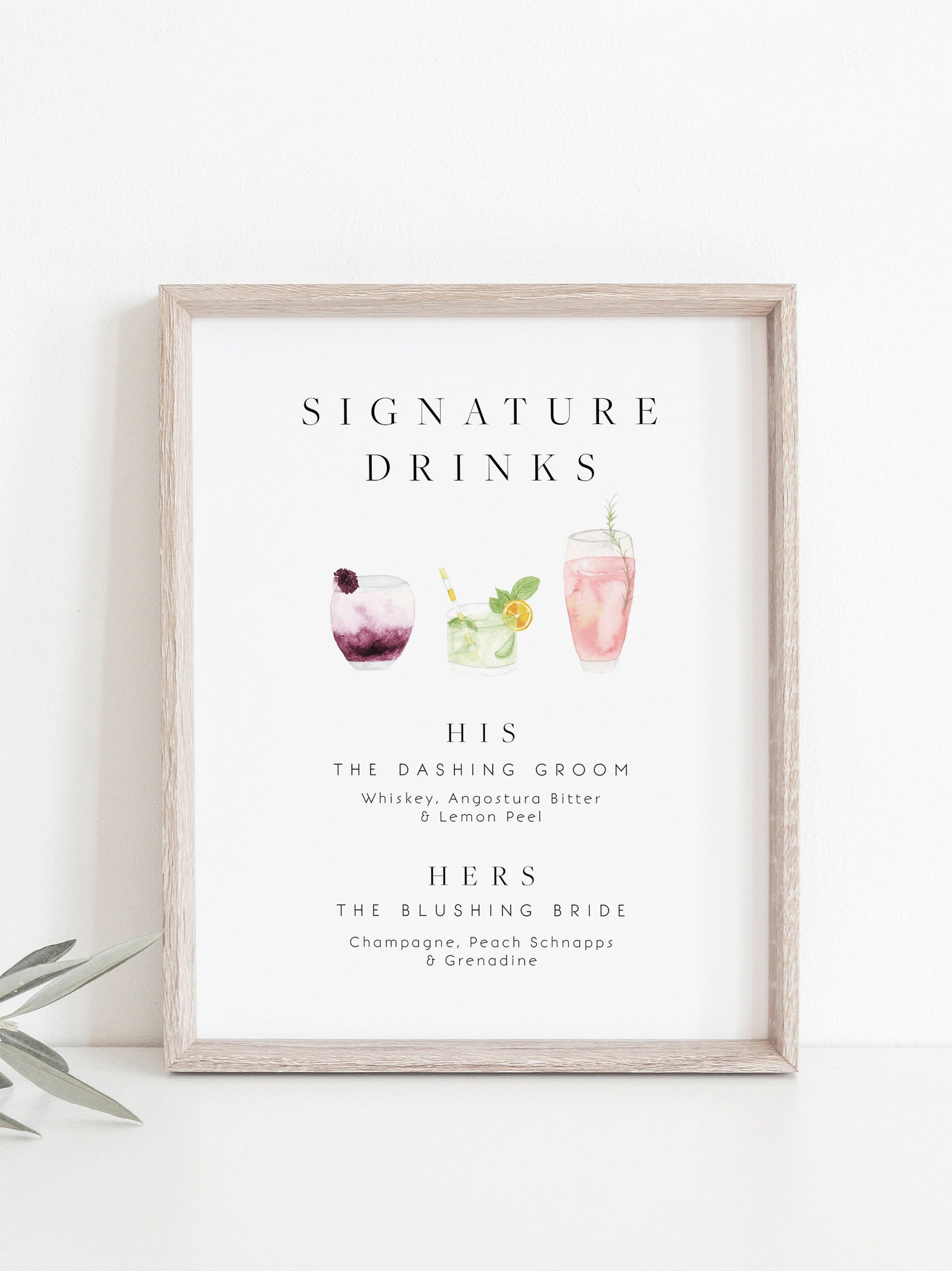 Signature Drinks Sign Wedding Cocktail Sign Wedding Bar Sign Signature ...